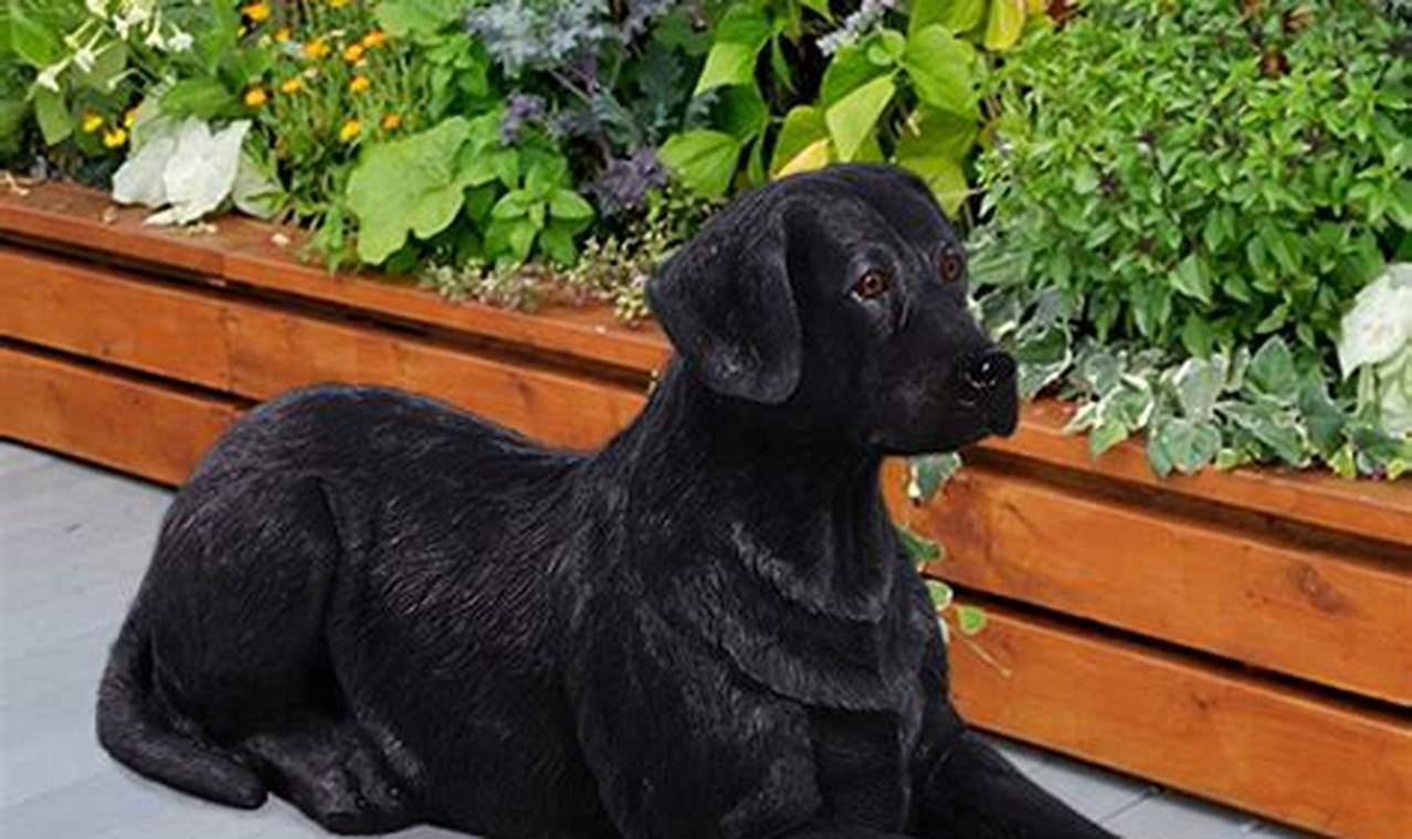 Bring Joy: Black Lab Garden Statue Decor